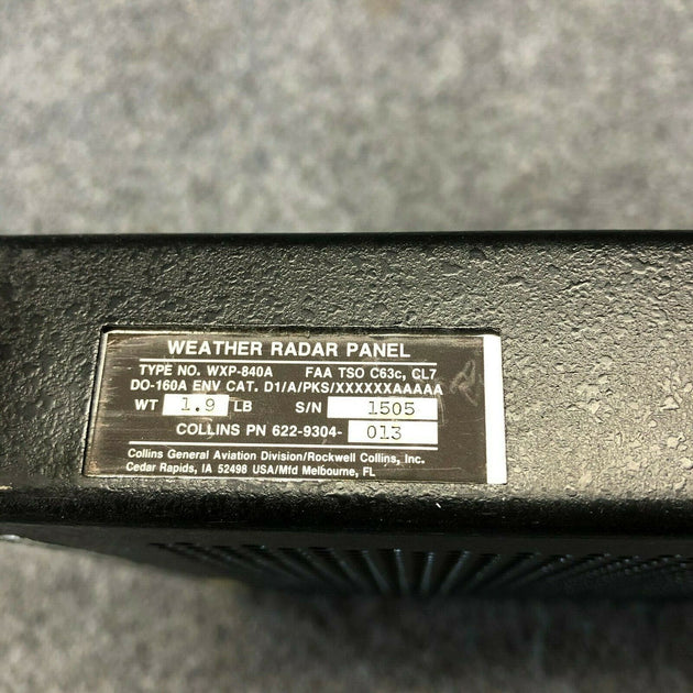 Collins WXP-840A Weather Radar Panel P/N 622-9304-013 | Rocky Mountain ...