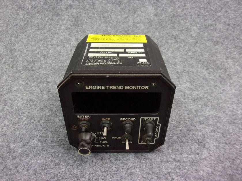 Shadin ETM Engine Trend Monitor Remote Display P/N 913200-X-2 | Rocky ...
